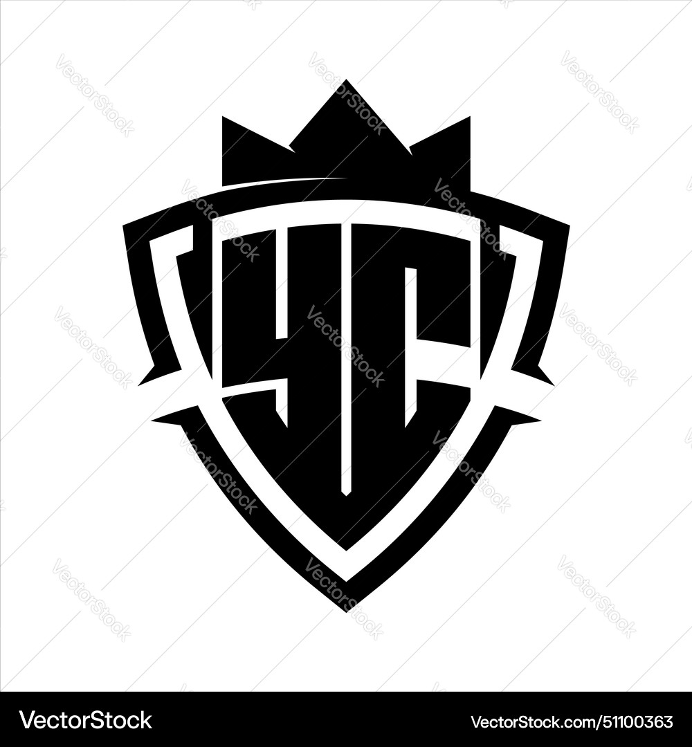 Yc letter bold monogram triangle curve shield Vector Image