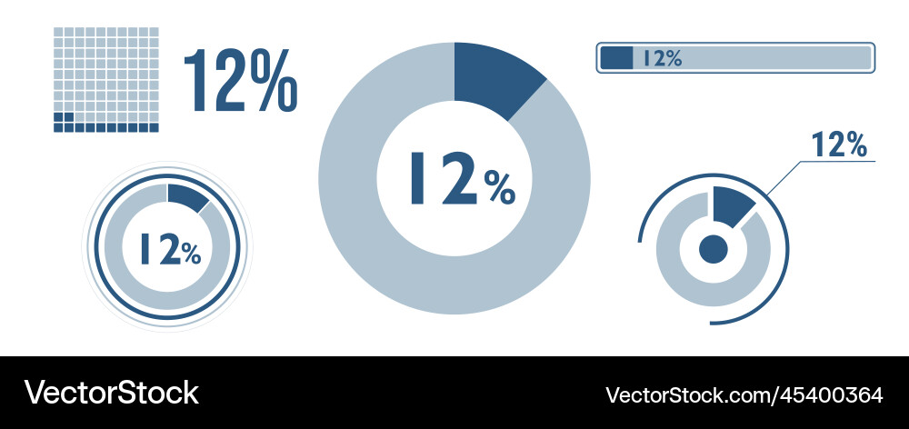 12 percentage infographic set twelve circle Vector Image