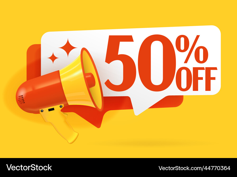 50 percent off sale label template Royalty Free Vector Image