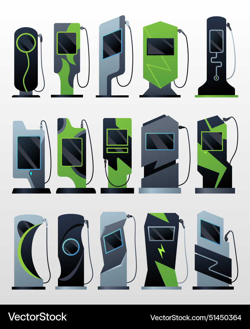 Car charger icons set electromobile charging Vector Image