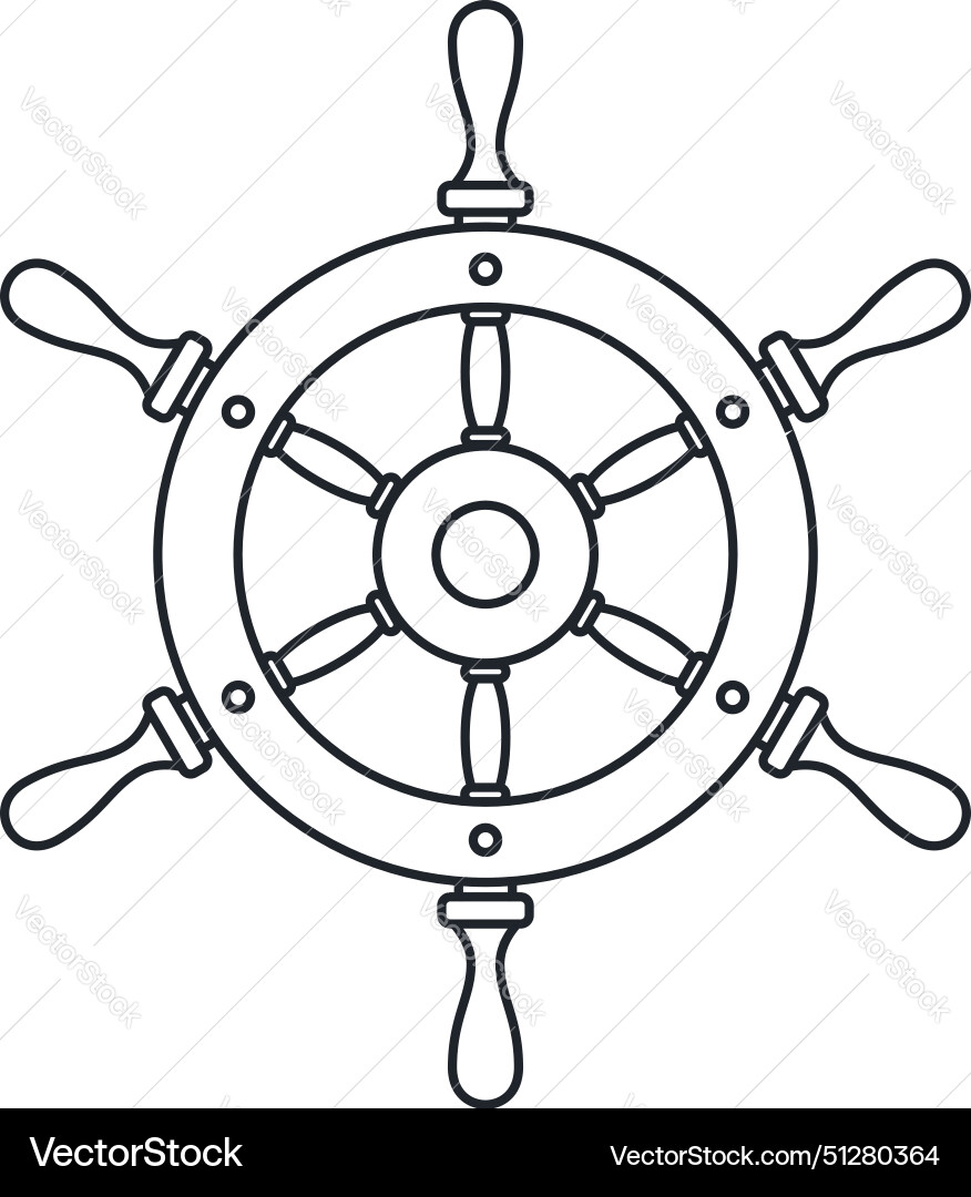 Classic ship helm wheel 6 spokes Royalty Free Vector Image