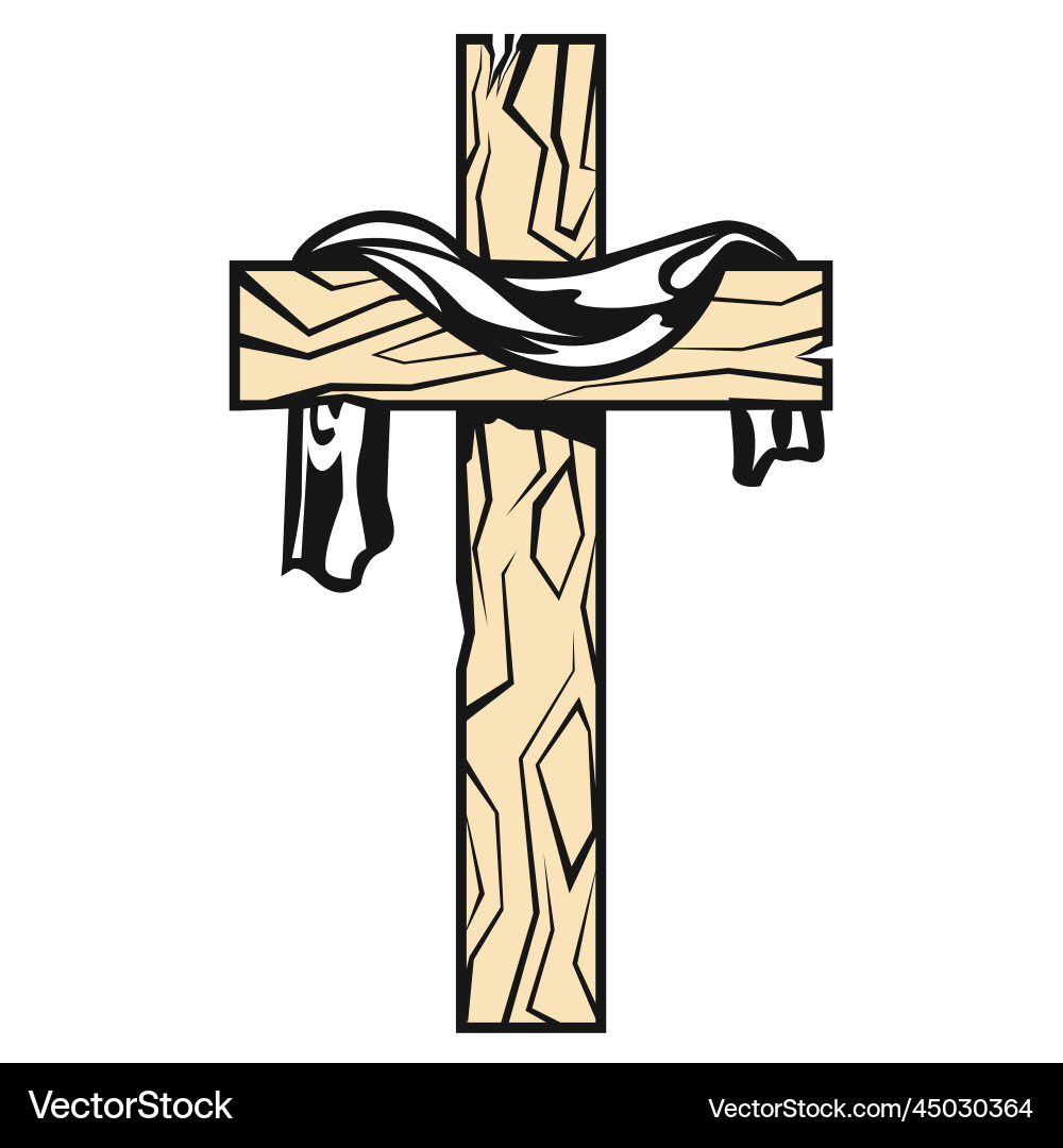 Cross with Fabric - Resurrection Symbol Royalty Free Vector