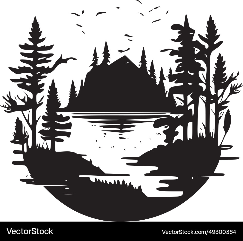 Lake - minimalist and simple silhouette Royalty Free Vector