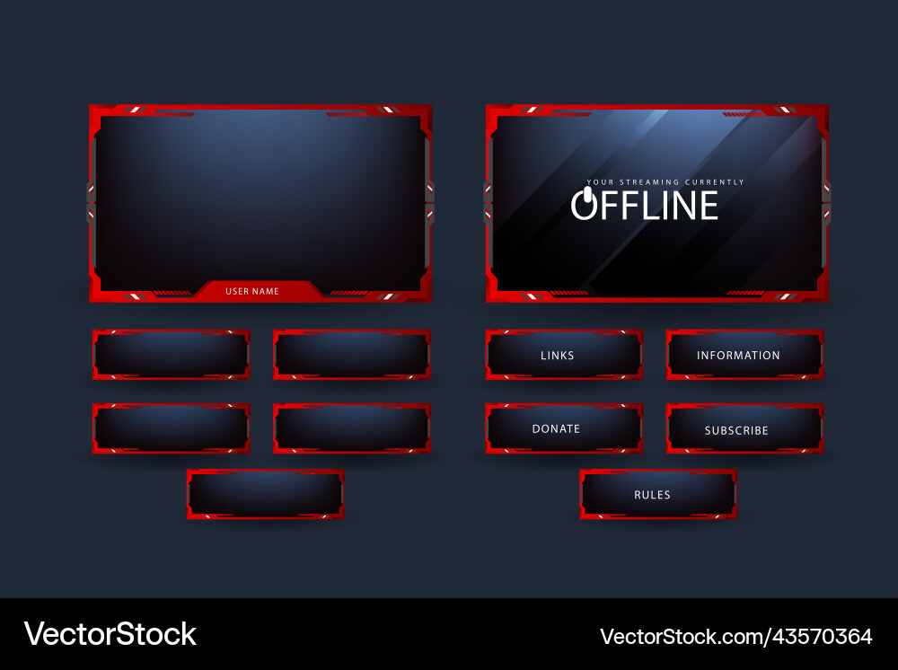 Live streaming overlay with red and dark color Vector Image