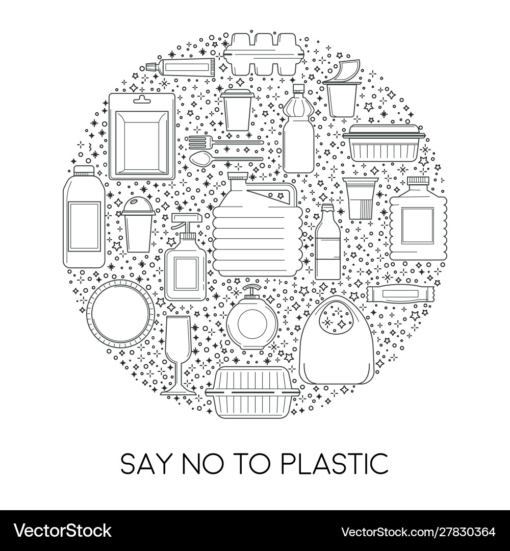 No plastic disposable tableware usage reduction Vector Image