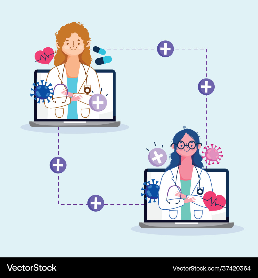 Online telemedicine doctors Royalty Free Vector Image