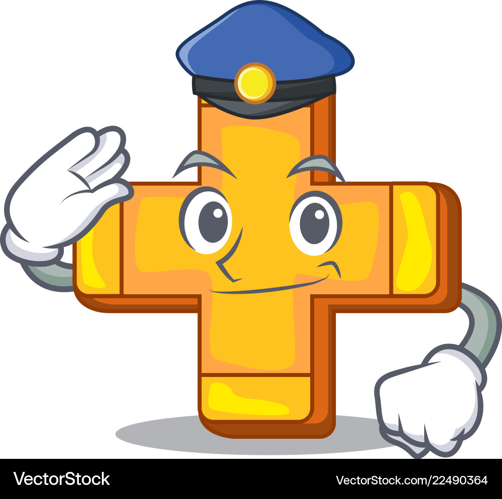 Police character line draw symbol plus sign Vector Image