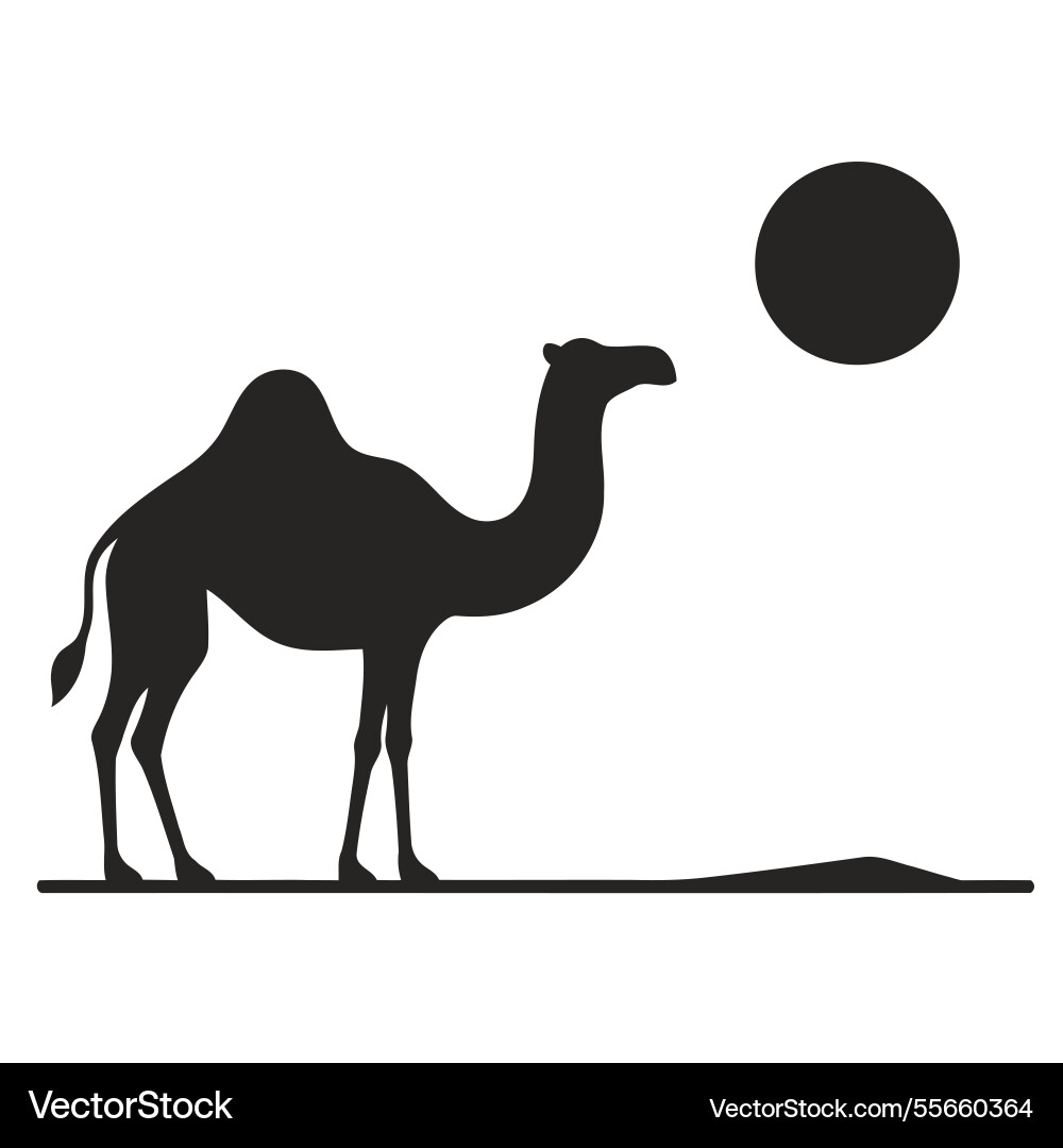 Stylized black camel silhouette Royalty Free Vector Image