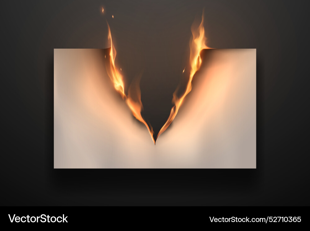 Burning paper on black background Royalty Free Vector Image