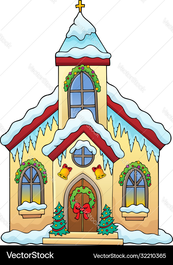 Christmas church building theme image 1 Royalty Free Vector