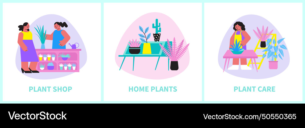 Home plant compositions set Royalty Free Vector Image