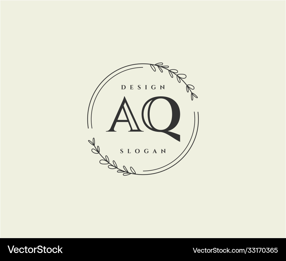 Initial aq beauty monogram and elegant logo design
