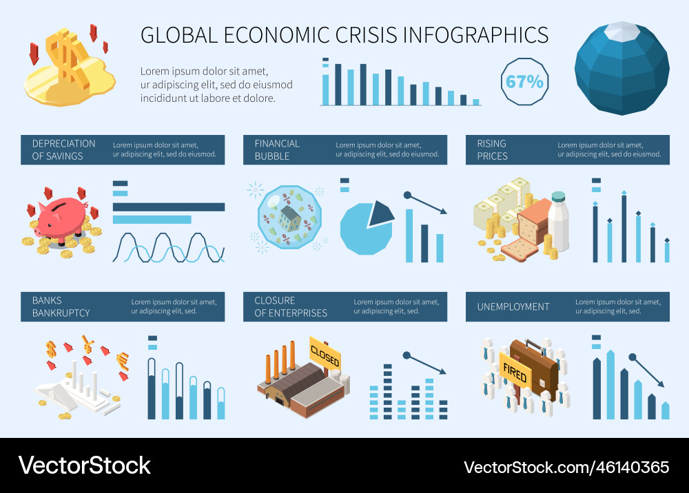 Isometric inflation financial infographics Vector Image