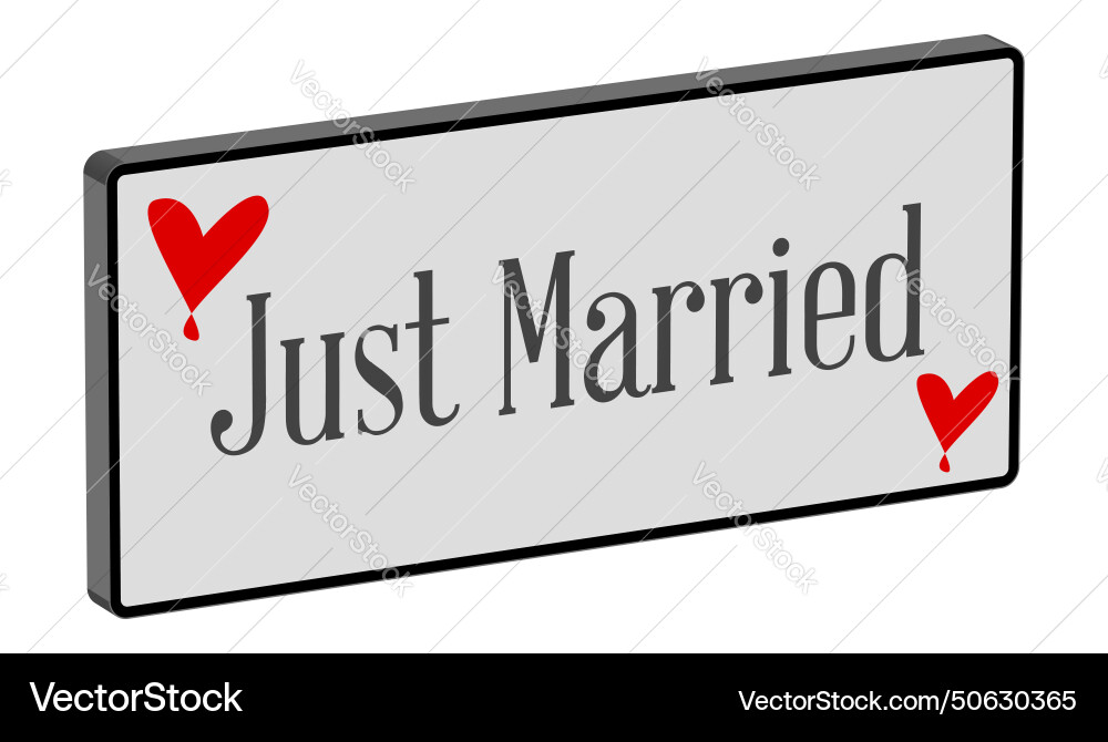 Just married 3d plaque Royalty Free Vector Image