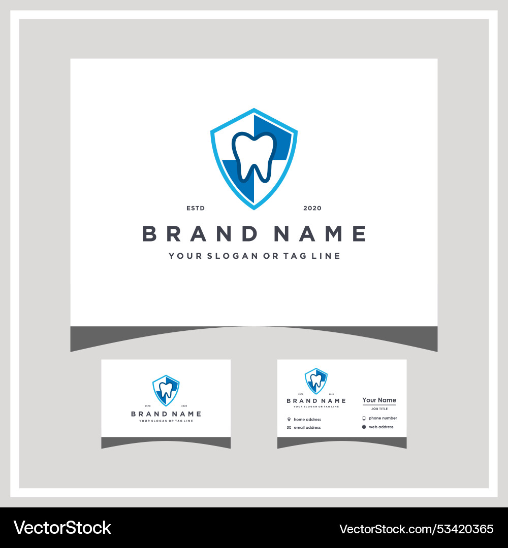 Logo design concept dental shield Royalty Free Vector Image