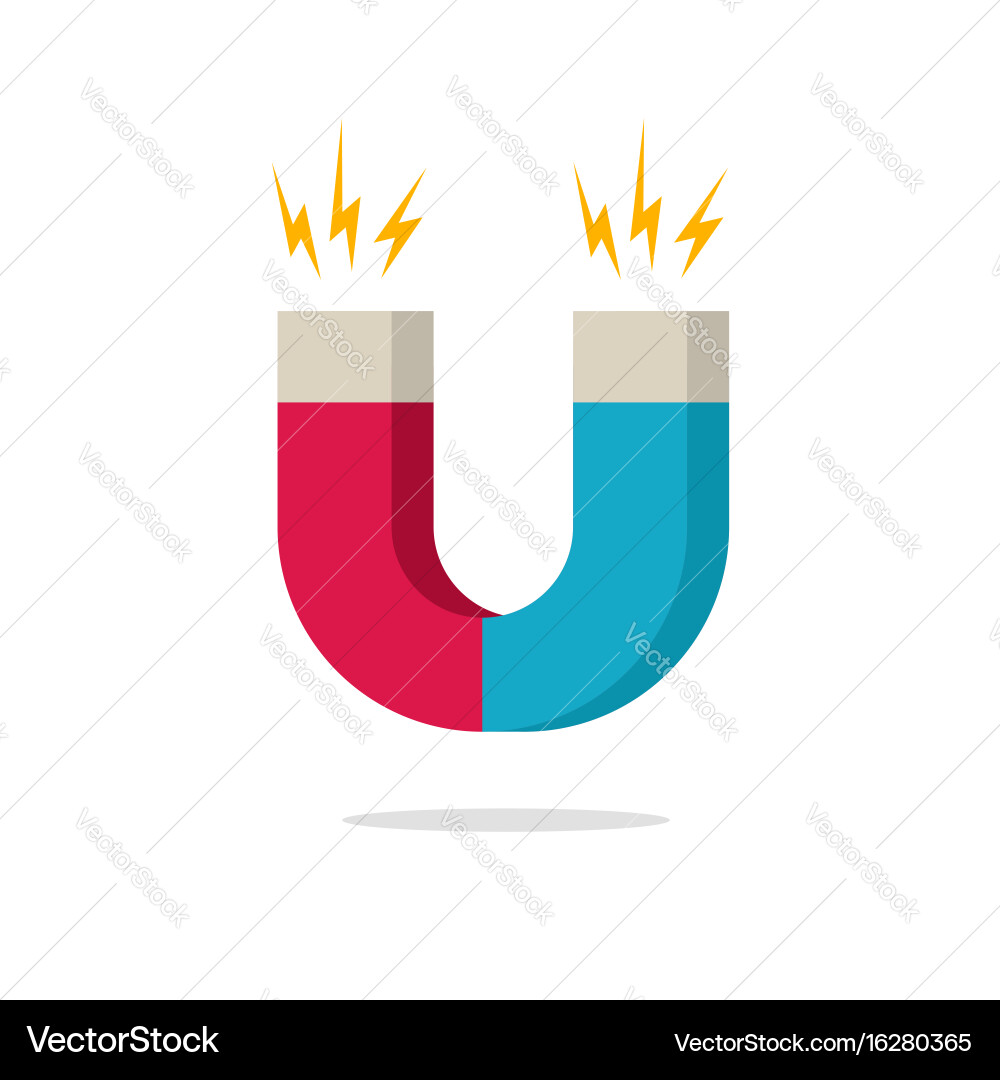 Magnet with magnetic power icon Royalty Free Vector Image