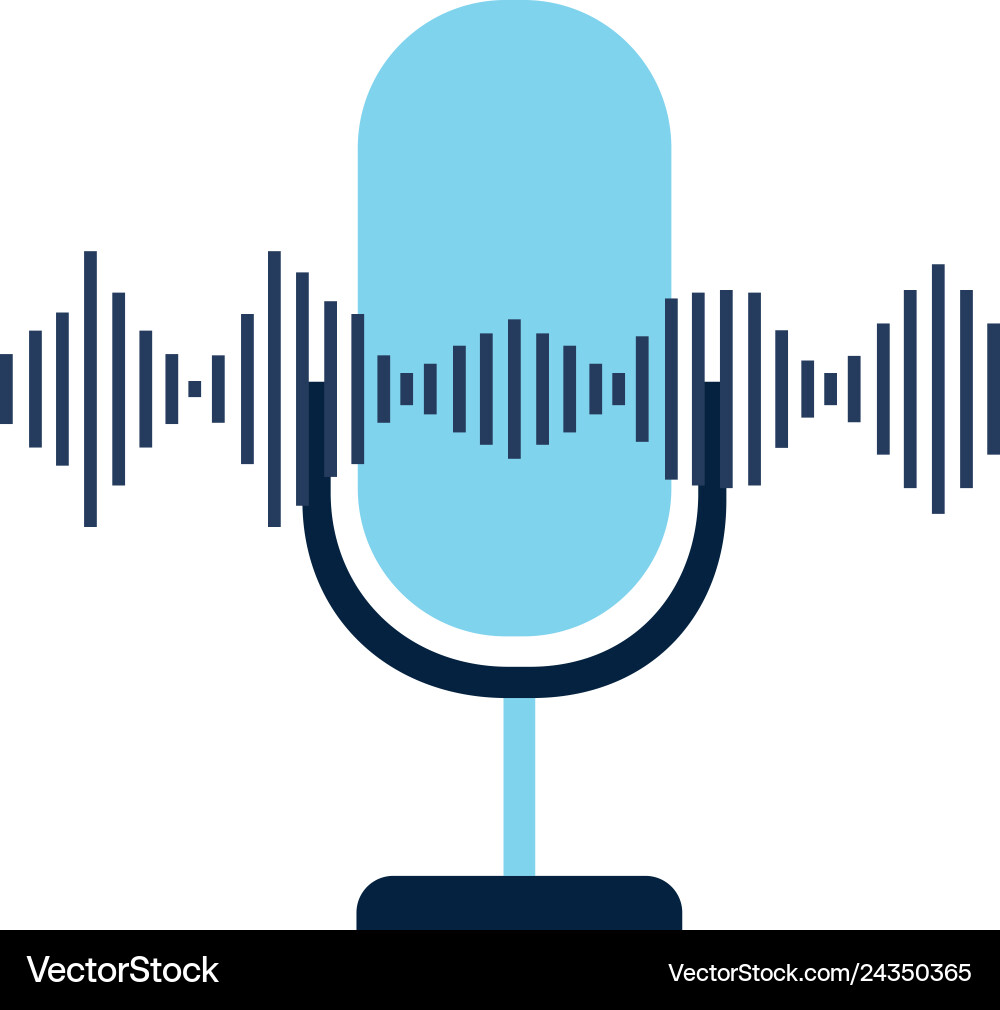 Microphone with sound wave isolated icon Vector Image