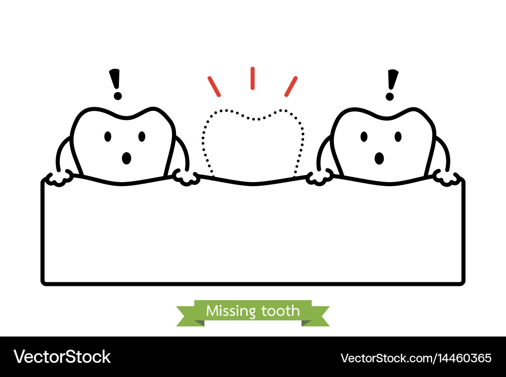 Missing tooth - cartoon outline style Royalty Free Vector