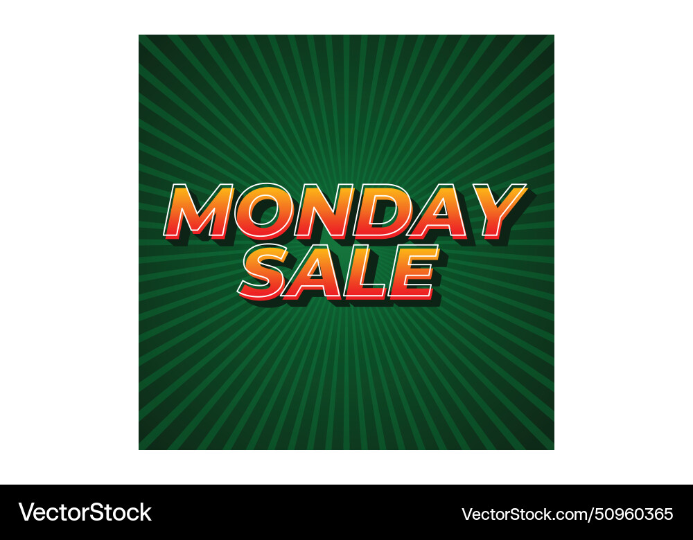 Monday sale text effect in 3d style with eye Vector Image