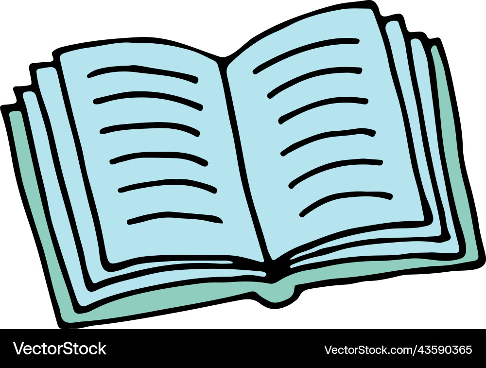 Reading color icon book doodle with open pages Vector Image