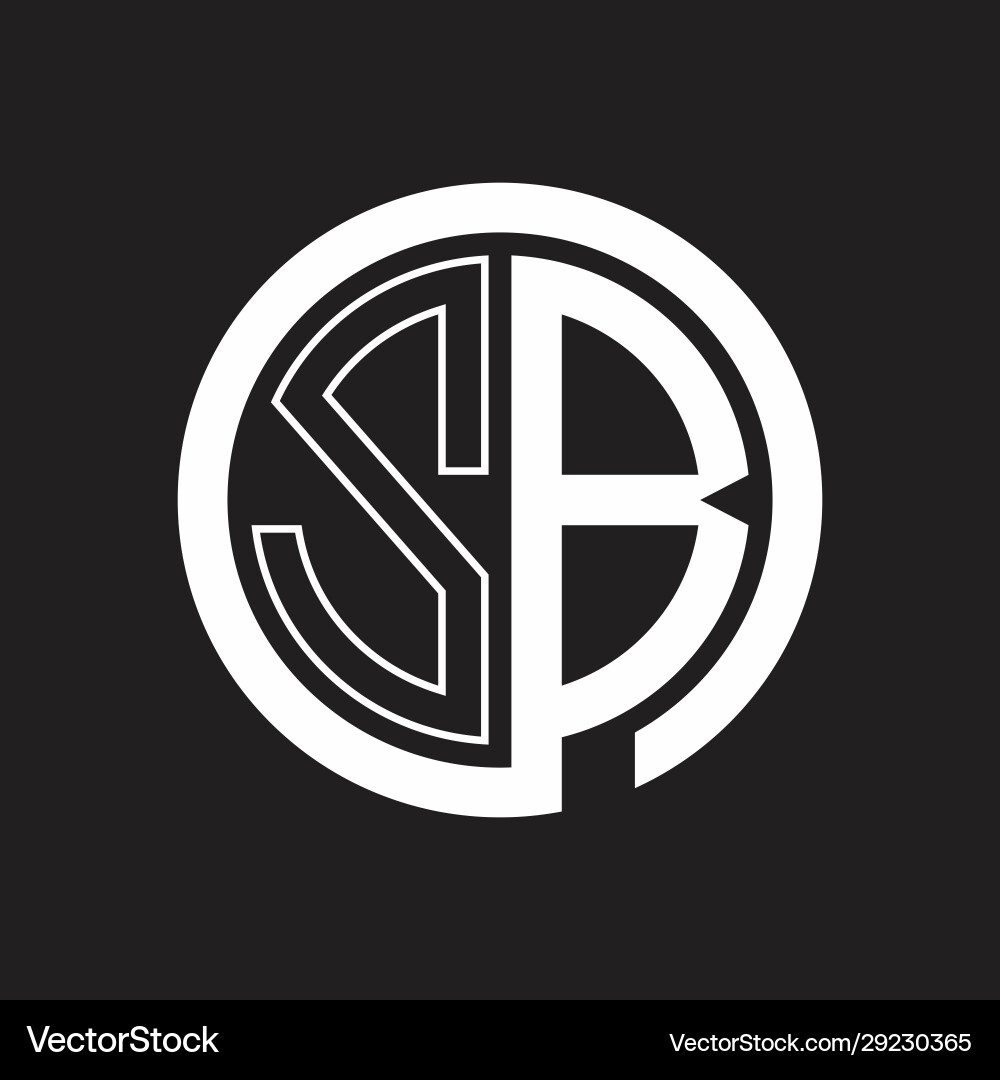 Rounded Negative Space 'SB' Logo Royalty Free Vector Image