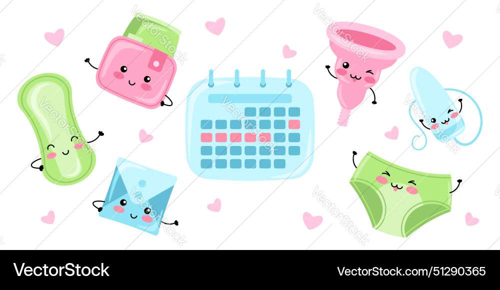 Set of different womens intimate hygiene items Vector Image