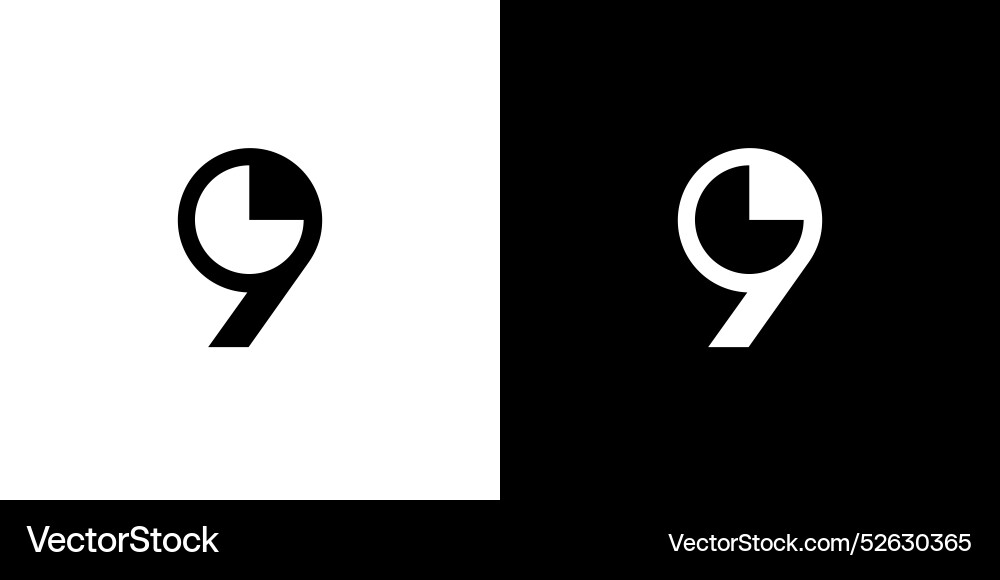 Simple and modern number 9 logo design Royalty Free Vector