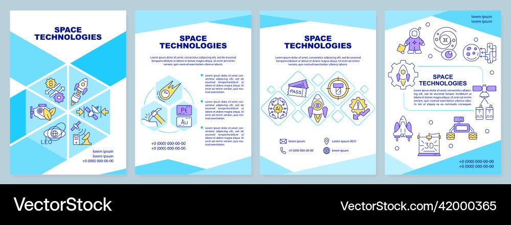 Space technologies blue brochure template Vector Image