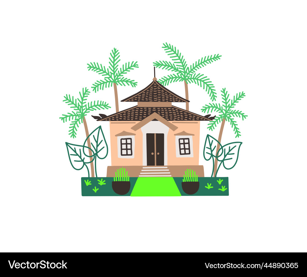 Traditional indonesian house in flat style Vector Image