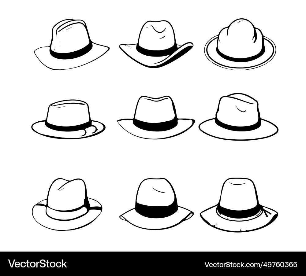 Vintage hat collection Royalty Free Vector Image