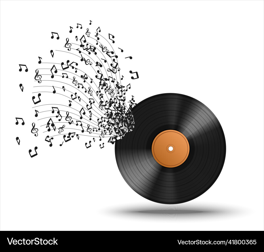Vinyl record music realistic composition Vector Image