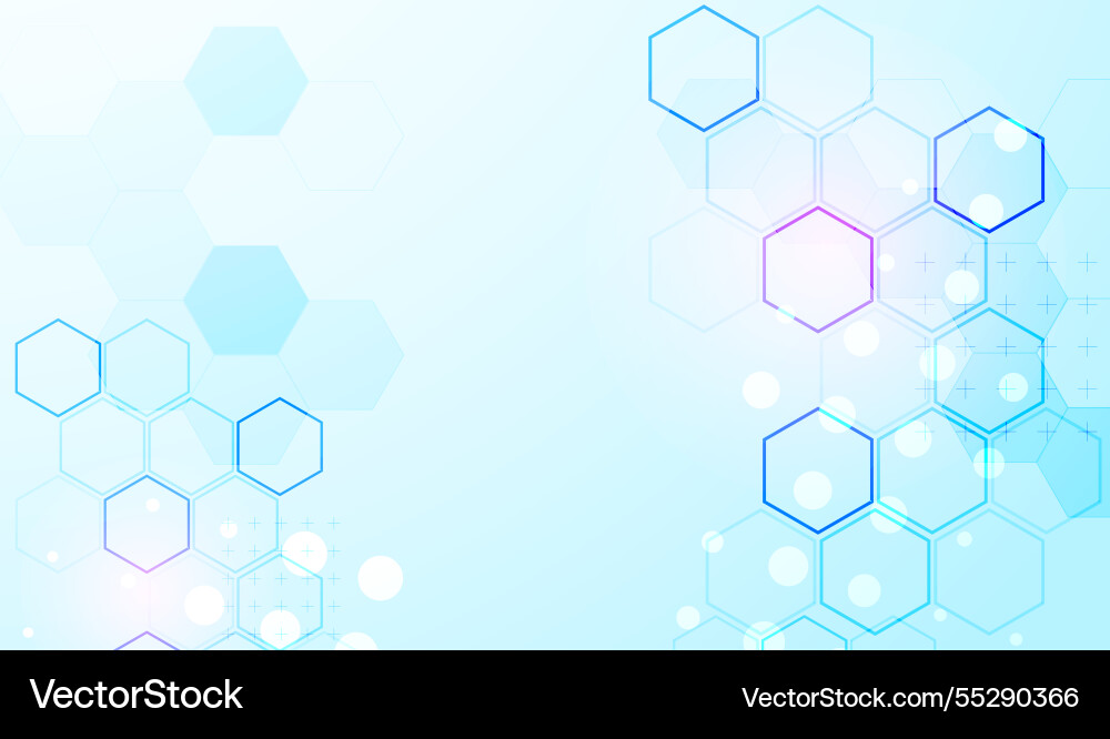 Abstract science background with hexagons blue Vector Image