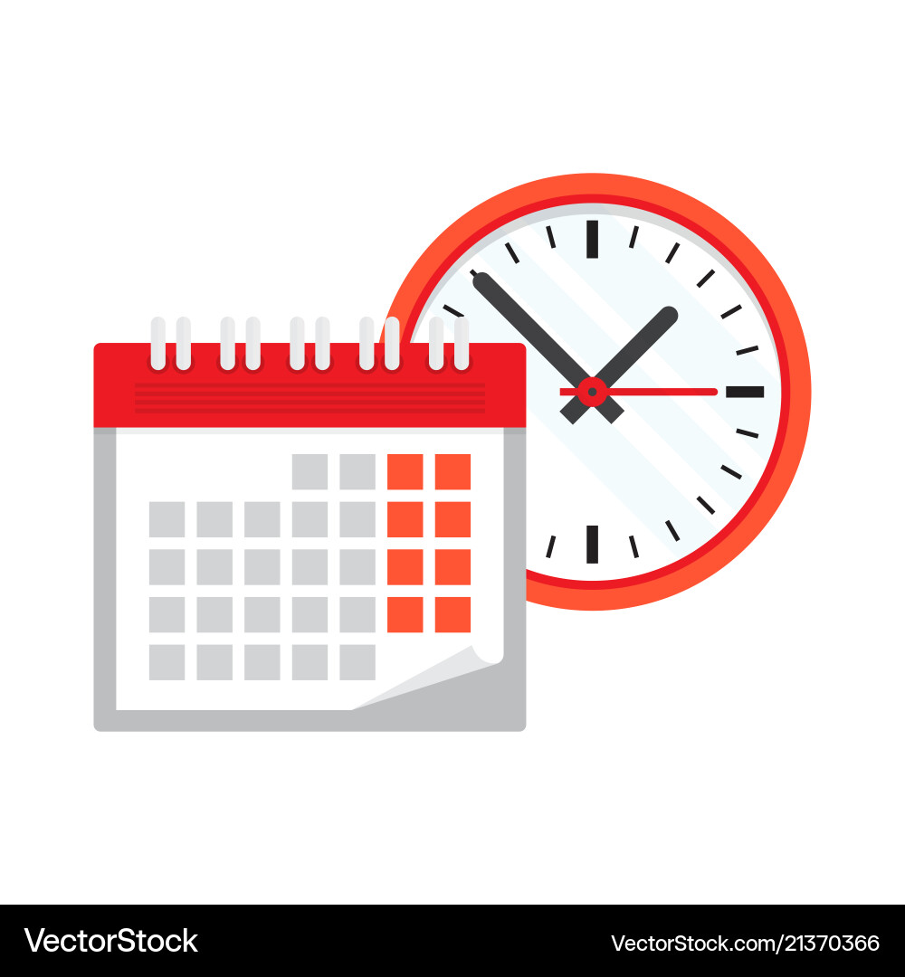 Calendar and clock icon Royalty Free Vector Image