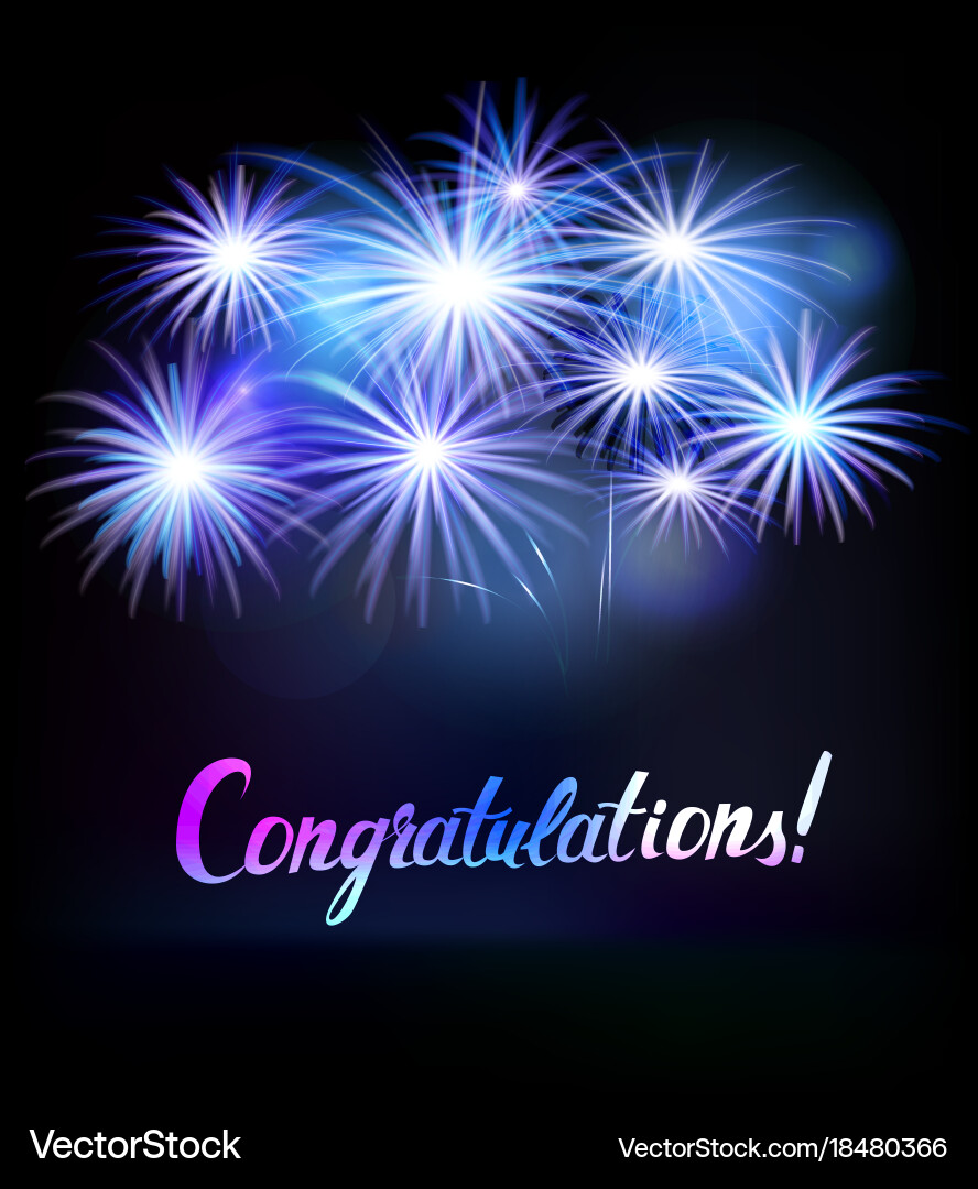 Congratulations word with fireworks Royalty Free Vector