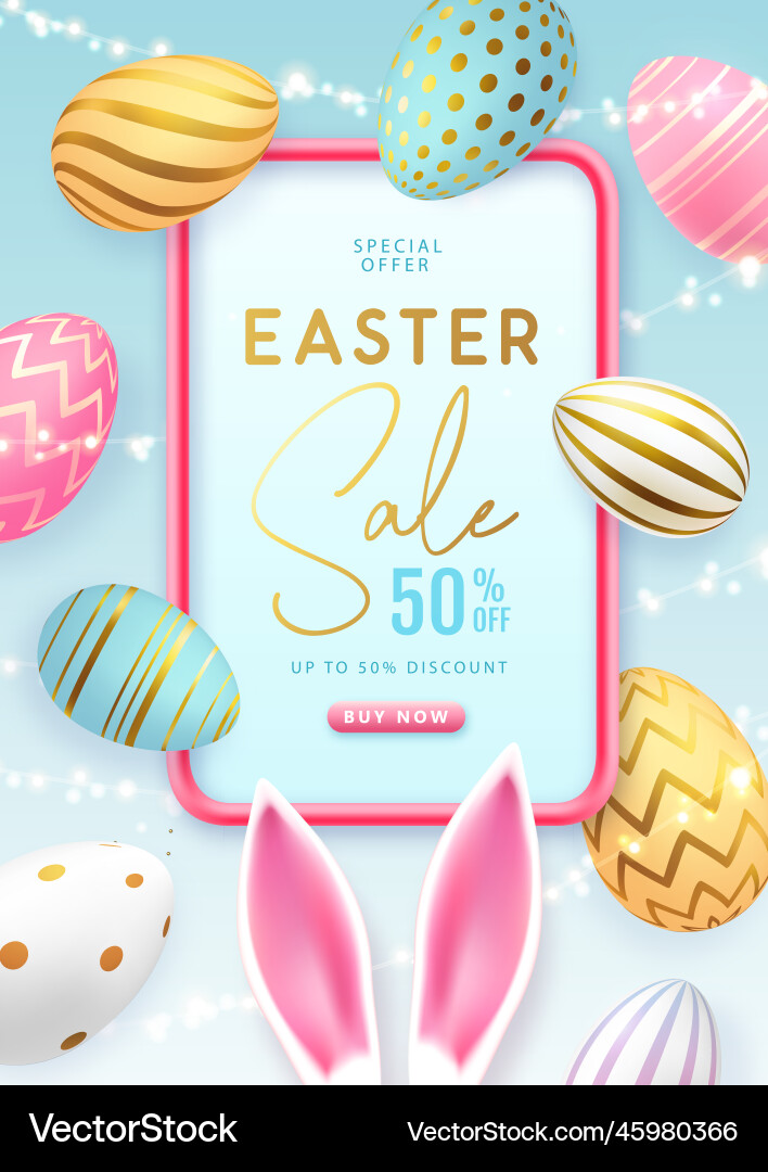 Easter typography big sale poster with eggs Vector Image