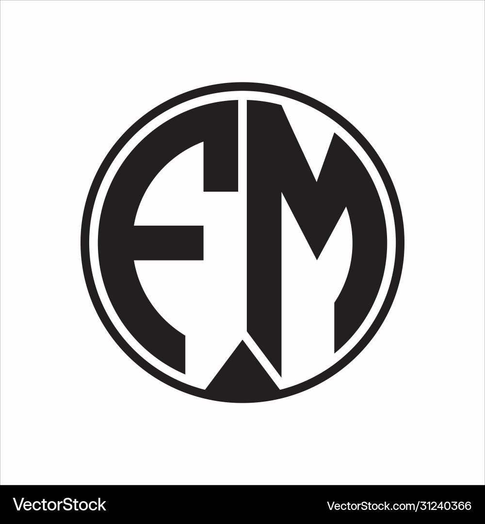 Fm logo monogram circle with piece ribbon style Vector Image