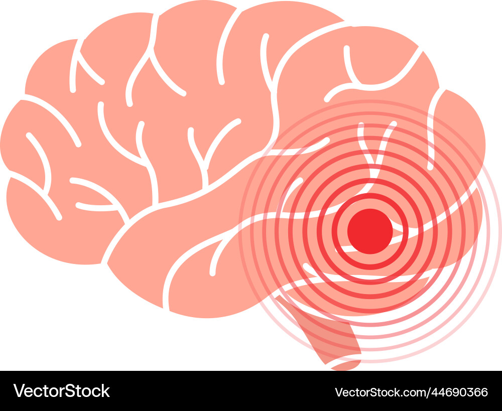 Human brain pain symbol ache icon Royalty Free Vector Image