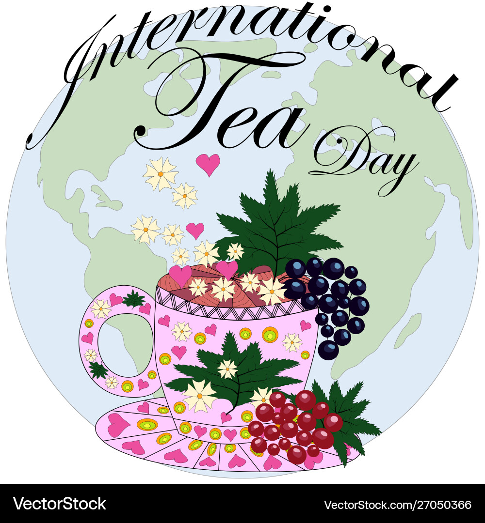 International tea day in december 15 world map Vector Image