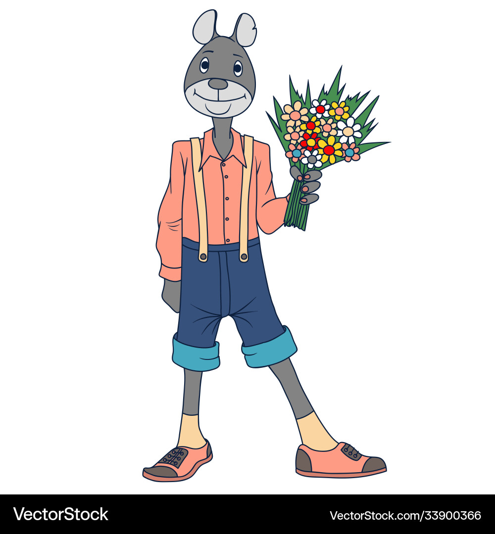 Little cute rabbit is happy Royalty Free Vector Image