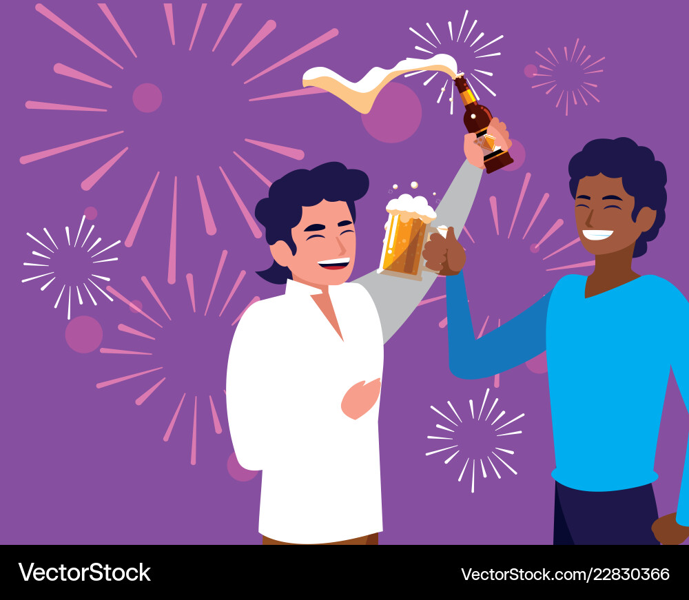 Men happy celebrating party avatar character Vector Image