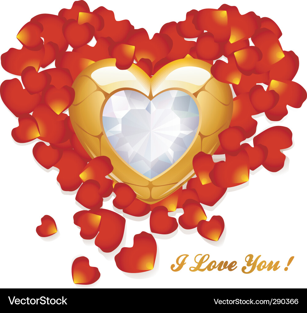 Red roses and golden jewel Royalty Free Vector Image