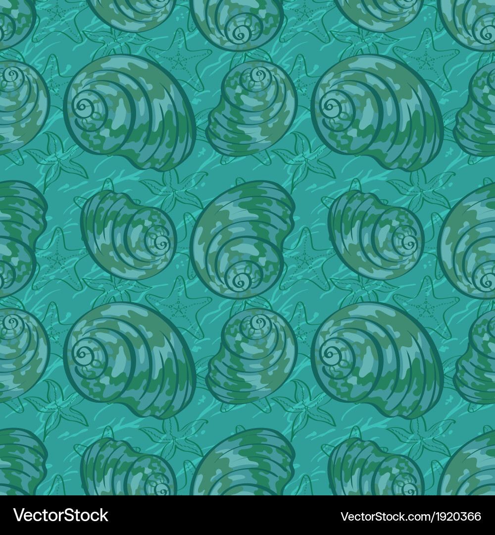 Seamless background seashells Royalty Free Vector Image
