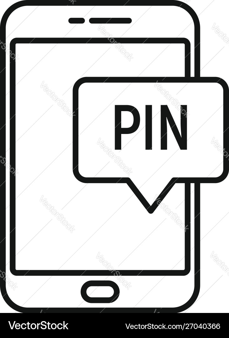 Smartphone pin code banking icon outline style Vector Image