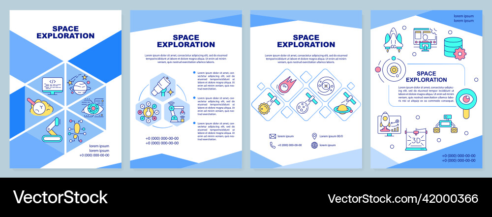Space exploration blue brochure template Vector Image