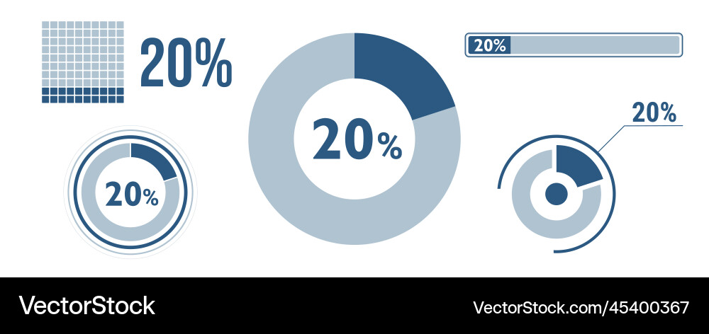 20 percentage infographic set twenty circle Vector Image