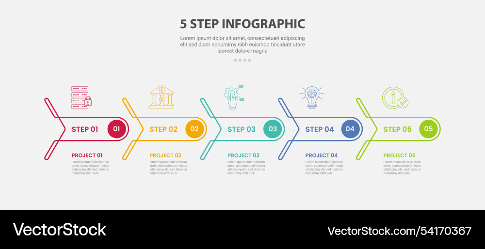 5 points template infographic outline style Vector Image