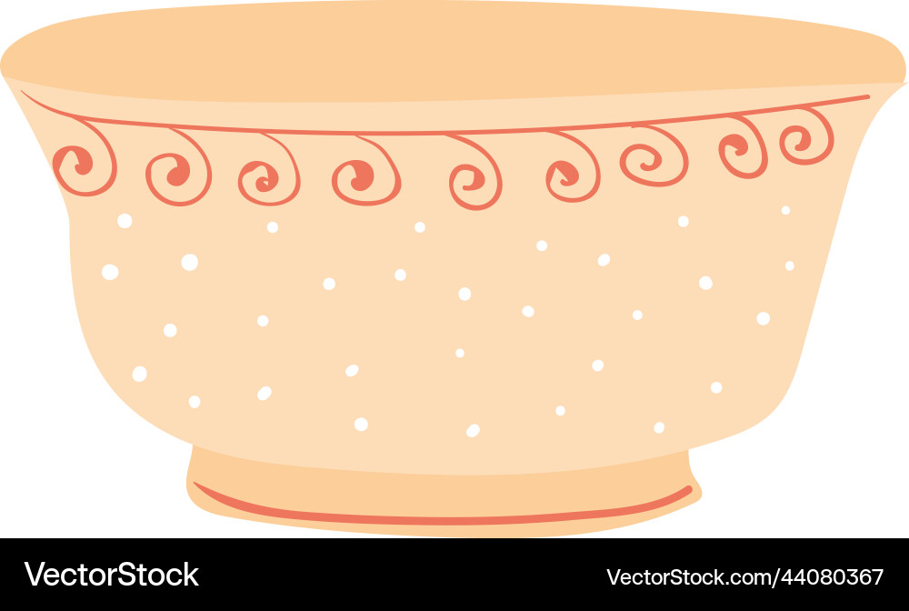 Ceramic bowl icon hand drawn decorative pottery Vector Image