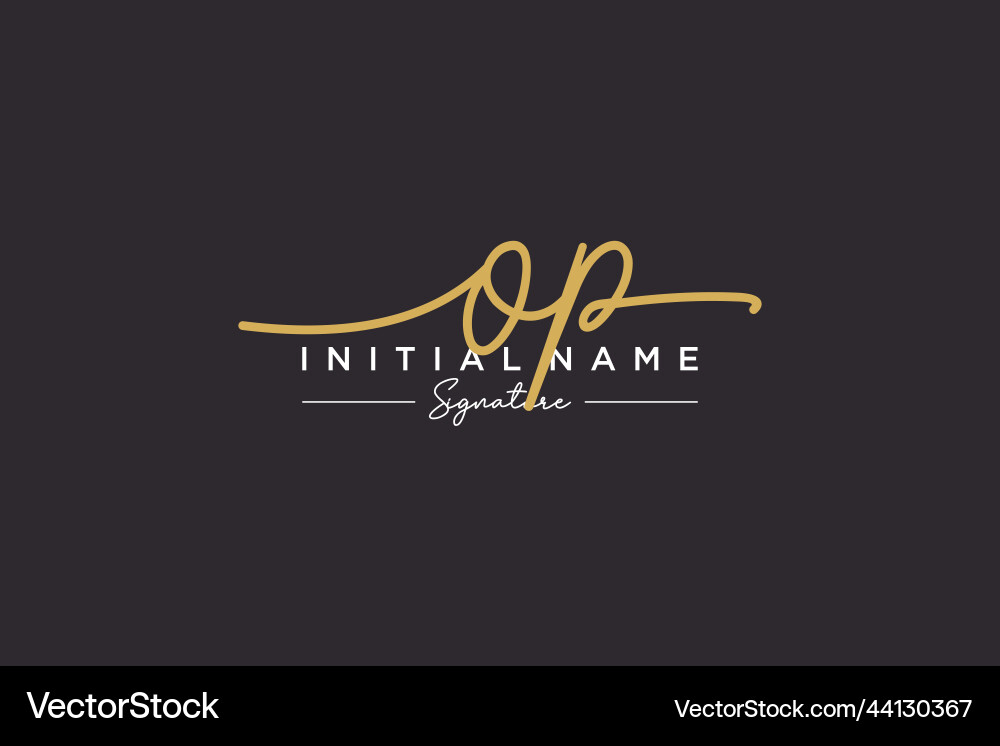 Elegant Op Signature Logo - Calligraphy Royalty Free Vector