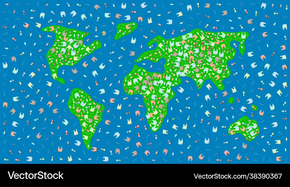 Garbage in the silhouette of world map Royalty Free Vector