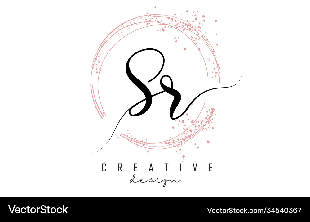 Handwritten sr s r letter logo with sparkling Vector Image